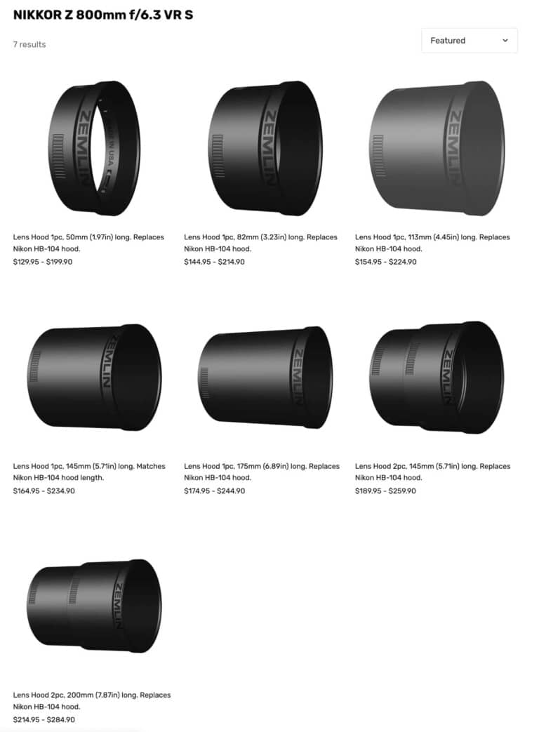 Zemlin Photo Super-Telephoto Lens Hoods – Canon, Nikon, Sony & More
